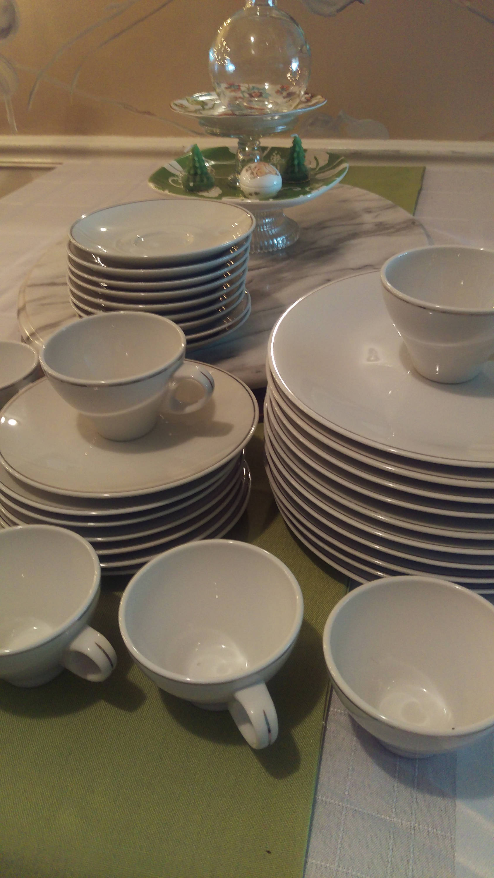 Mid-century Kenmark Vintage Table Setting White and Platinum | Etsy