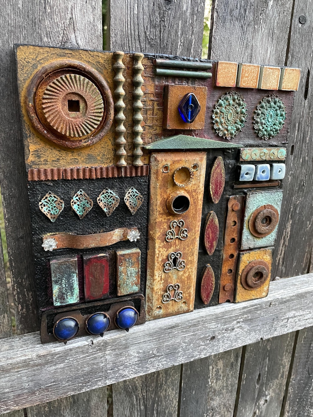Mixed Media Assemblage talisman Series Art Unique Home 10 X 10 - Etsy