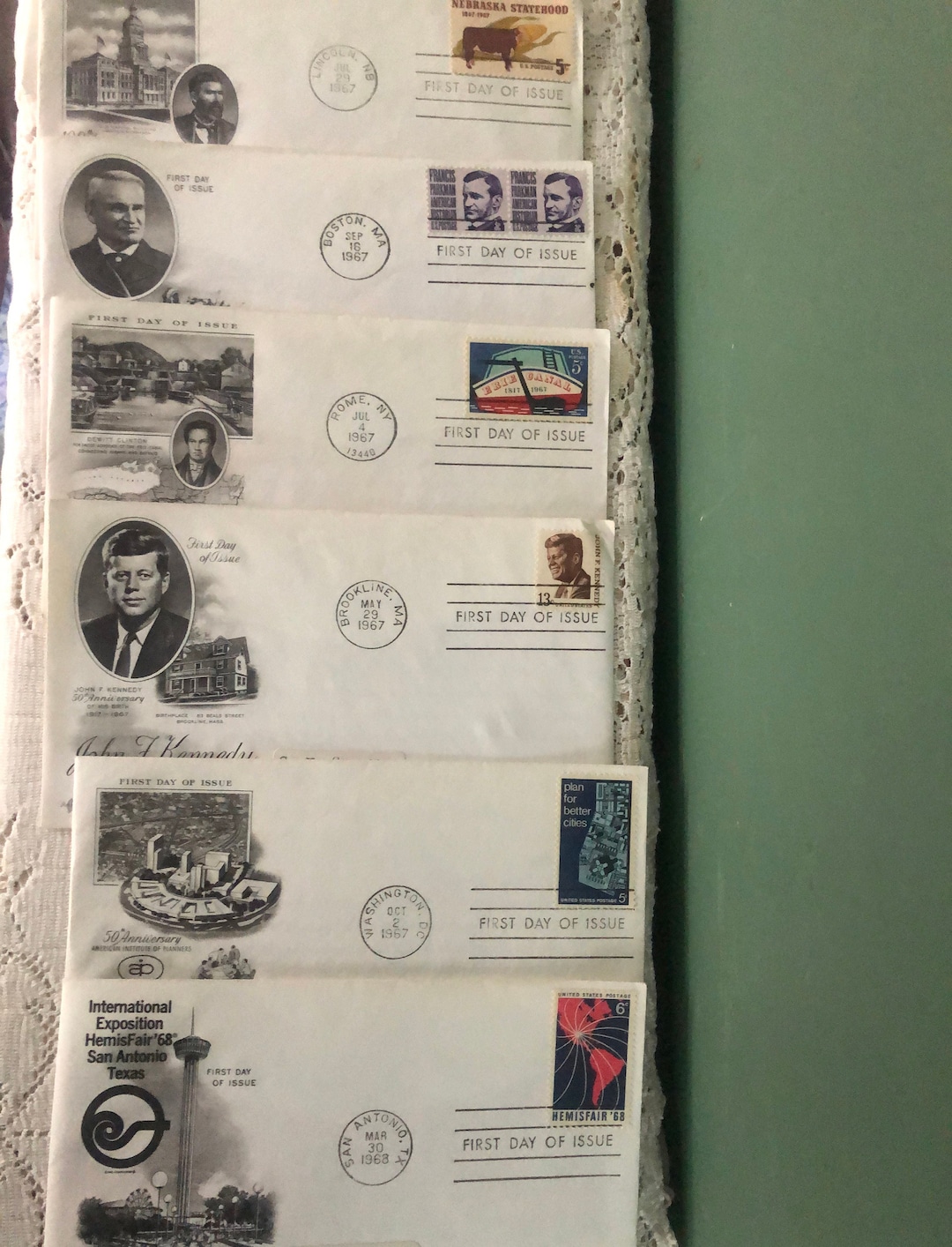 10 Assorted, Random First Day of Issue Vintage Stamped, Postmarked ...