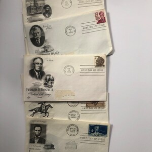 10 Assorted, Random First Day of Issue Vintage Stamped, Postmarked ...