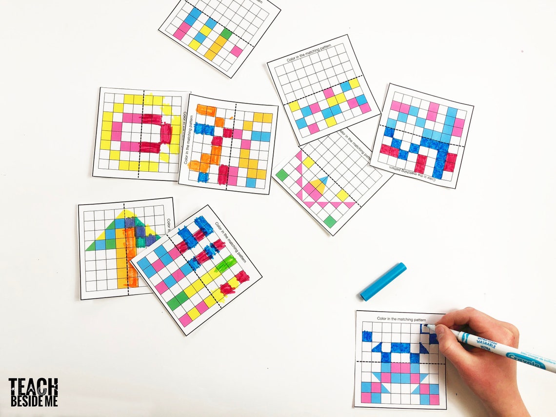 Math Art: Symmetrical Pattern Coloring Cards - Etsy