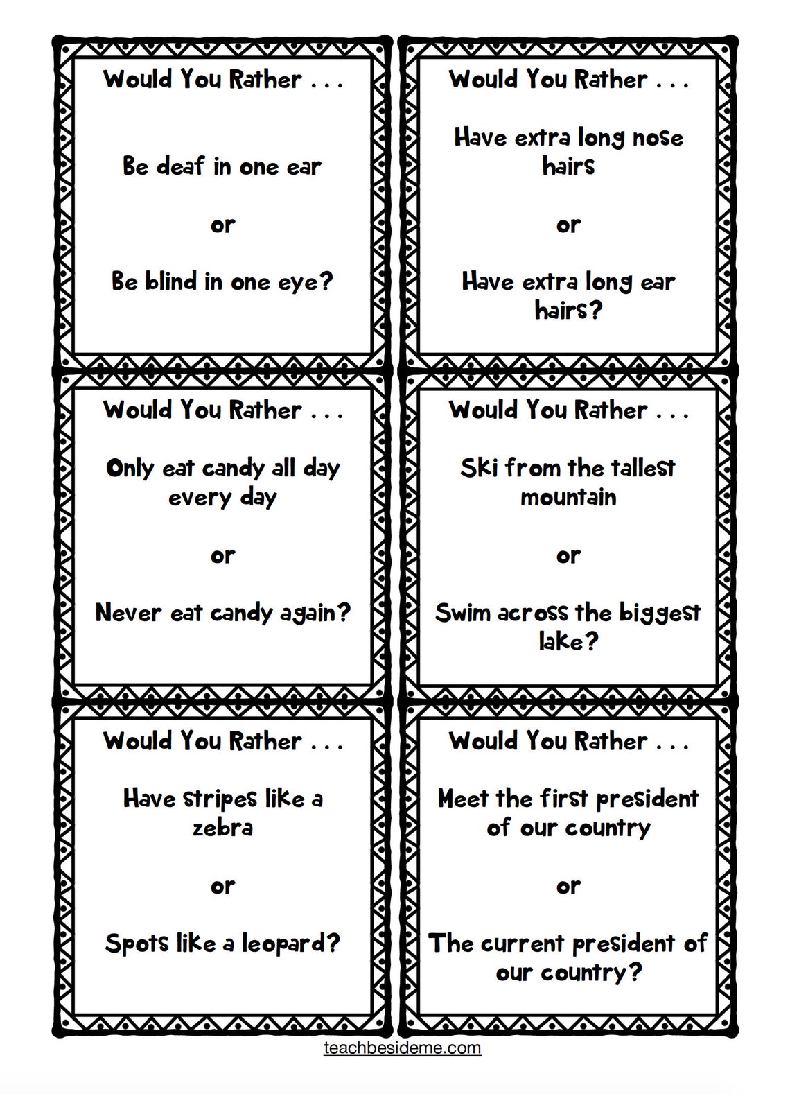 Funny Would You Rather Cards for Kids - Etsy