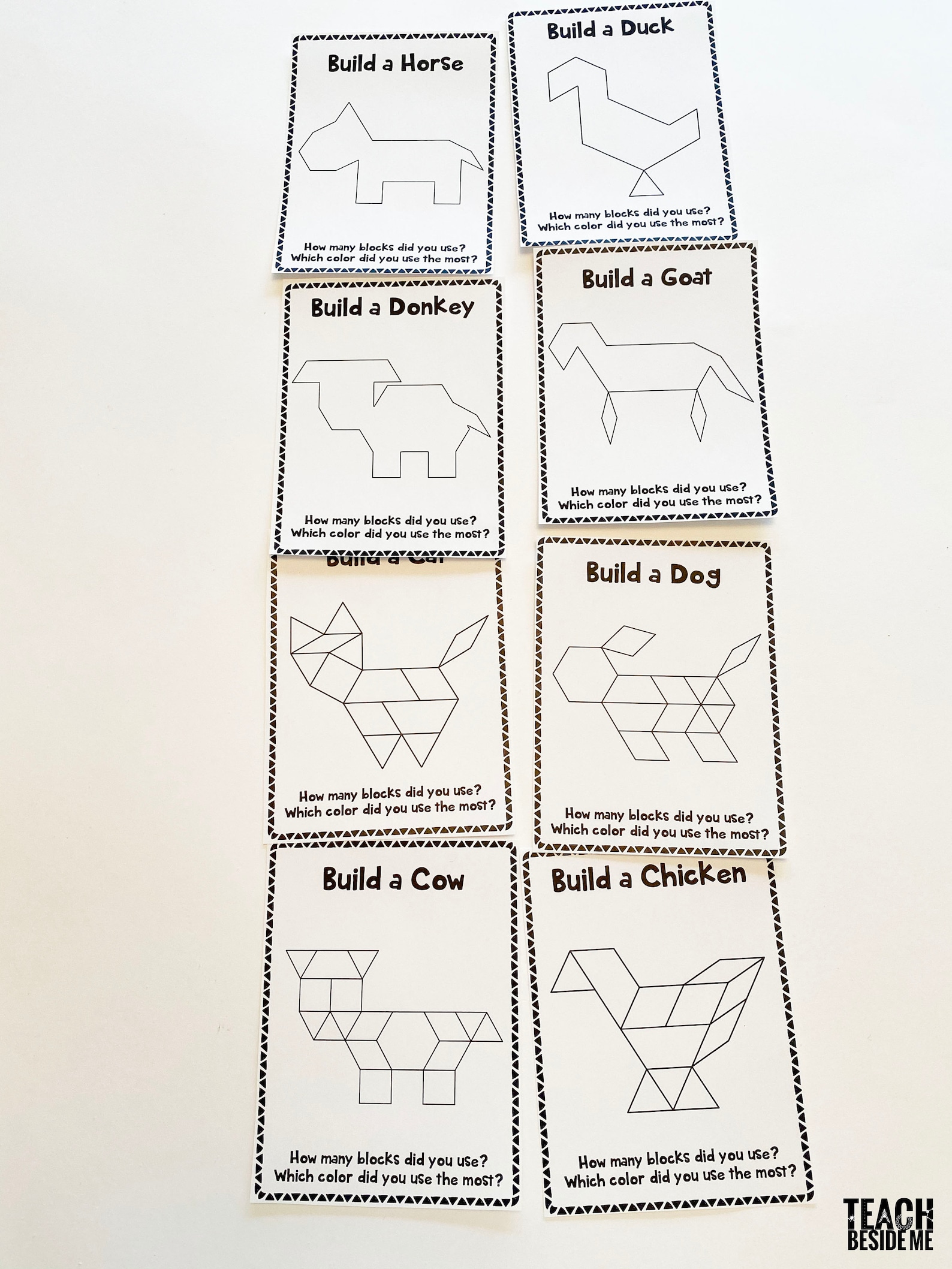 Farm Animal Pattern Block Cards - Etsy