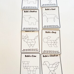 Farm Animal Pattern Block Cards - Etsy