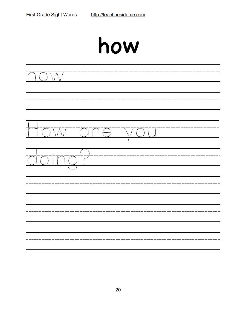 First Grade Sight Word Handwriting Pages - Etsy