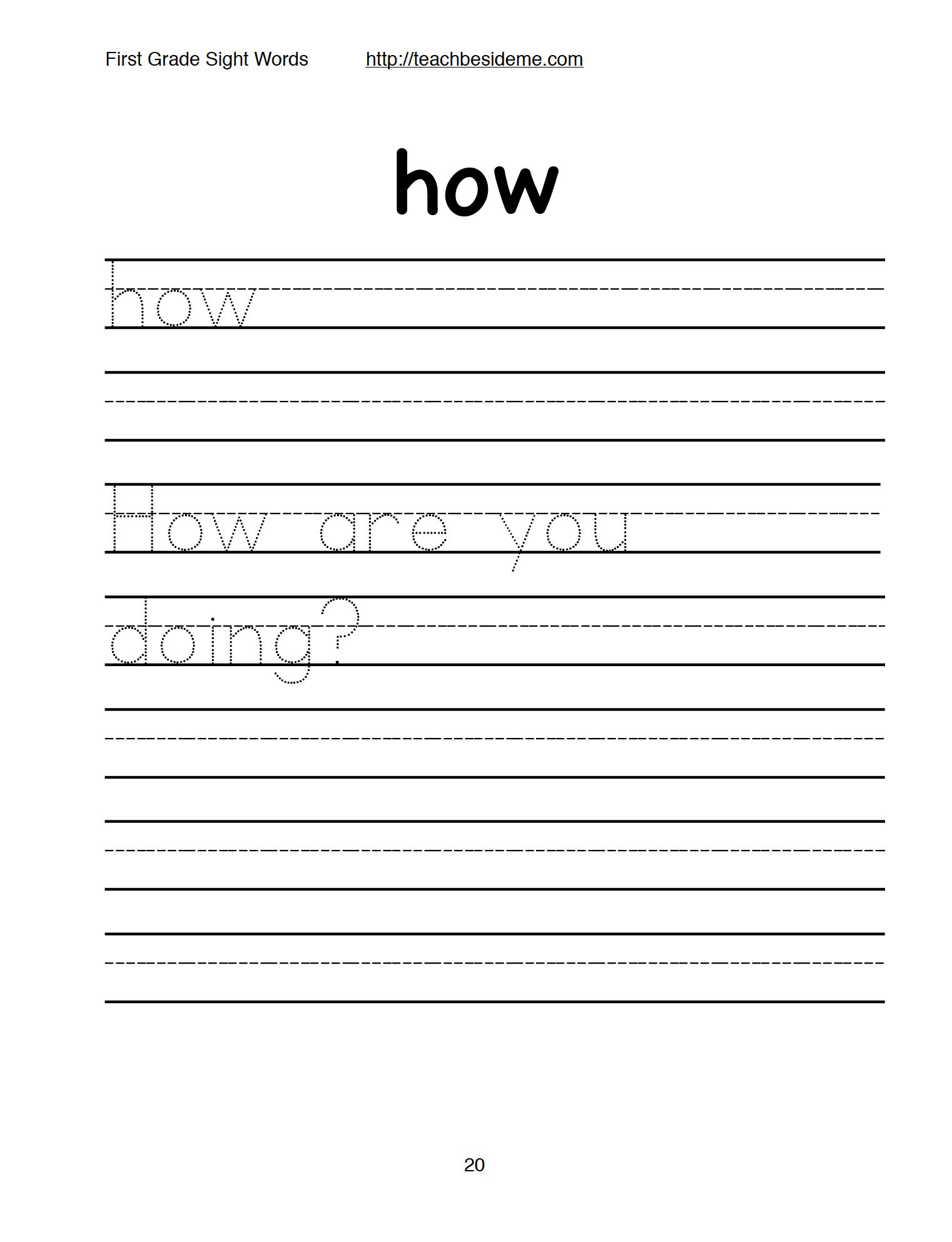 First Grade Sight Word Handwriting Pages - Etsy