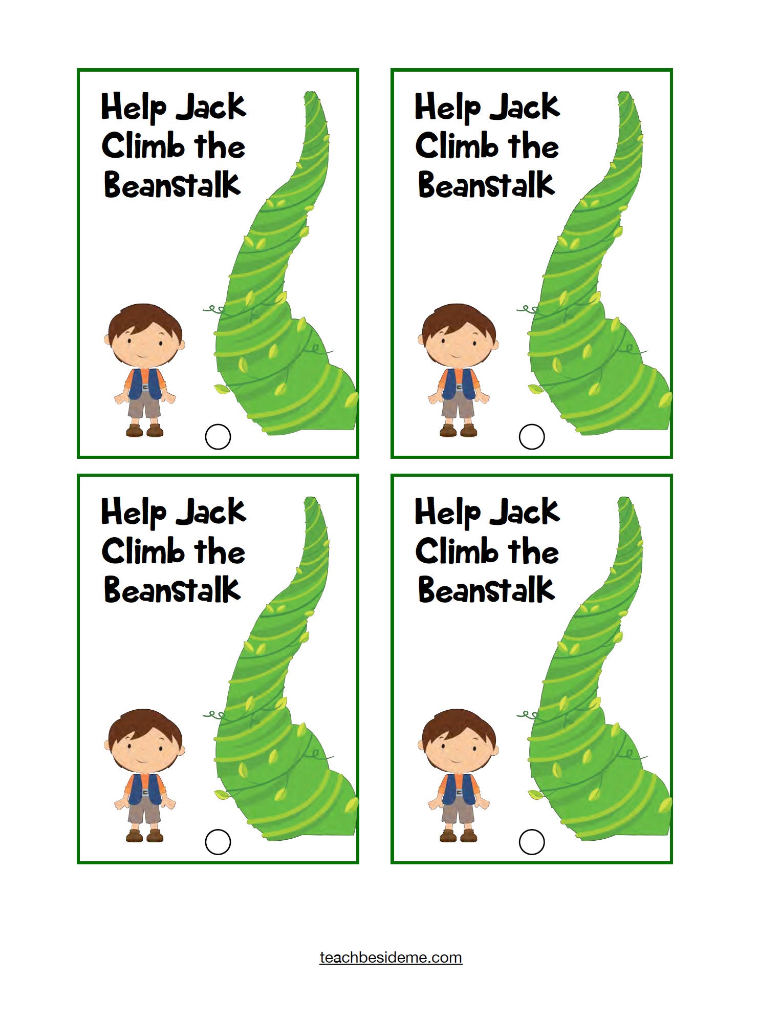 Jack and the Beanstalk Counting Math Game for Kids - Etsy UK