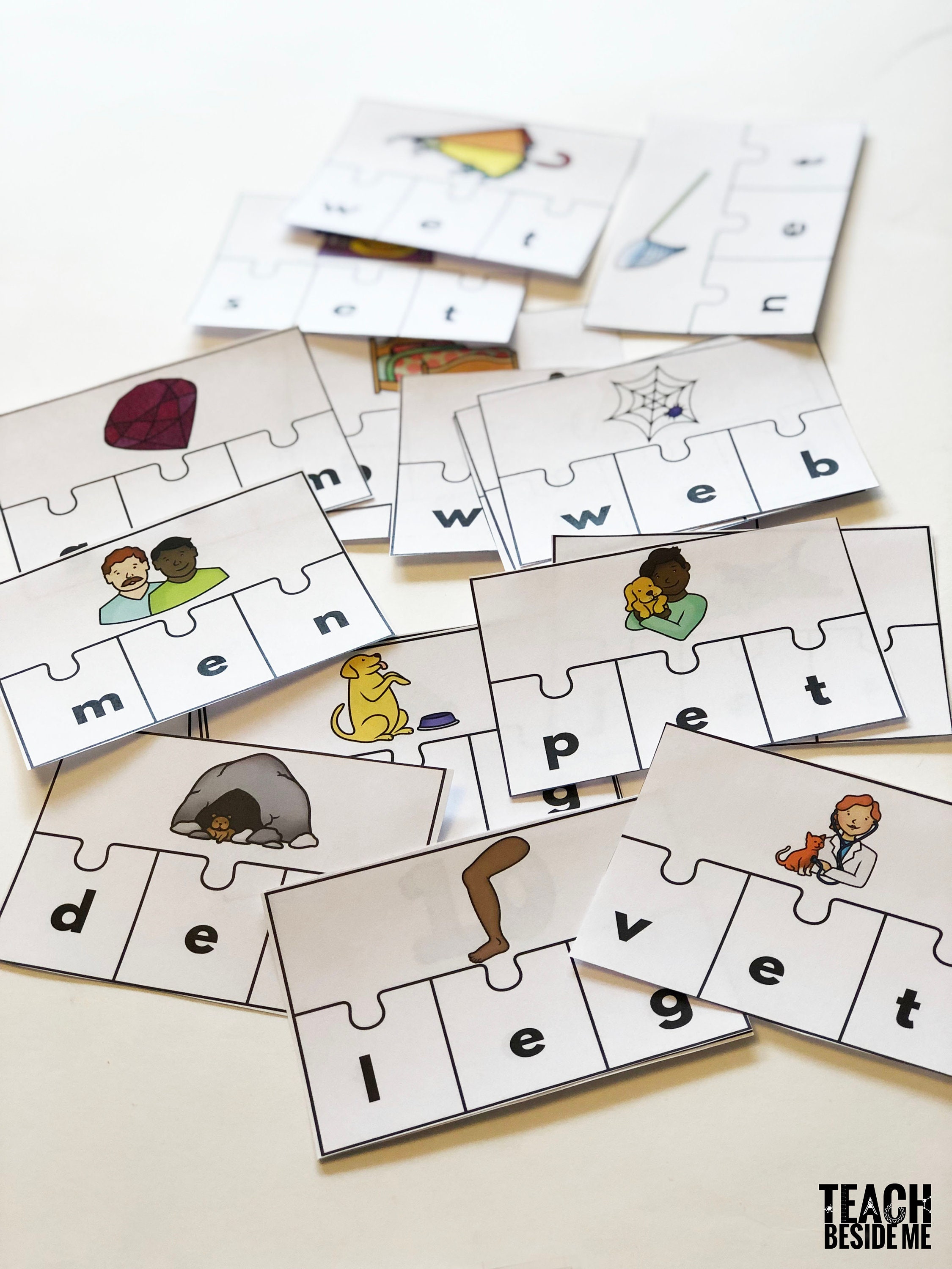 Short E CVC Word Cards and Puzzles - Etsy