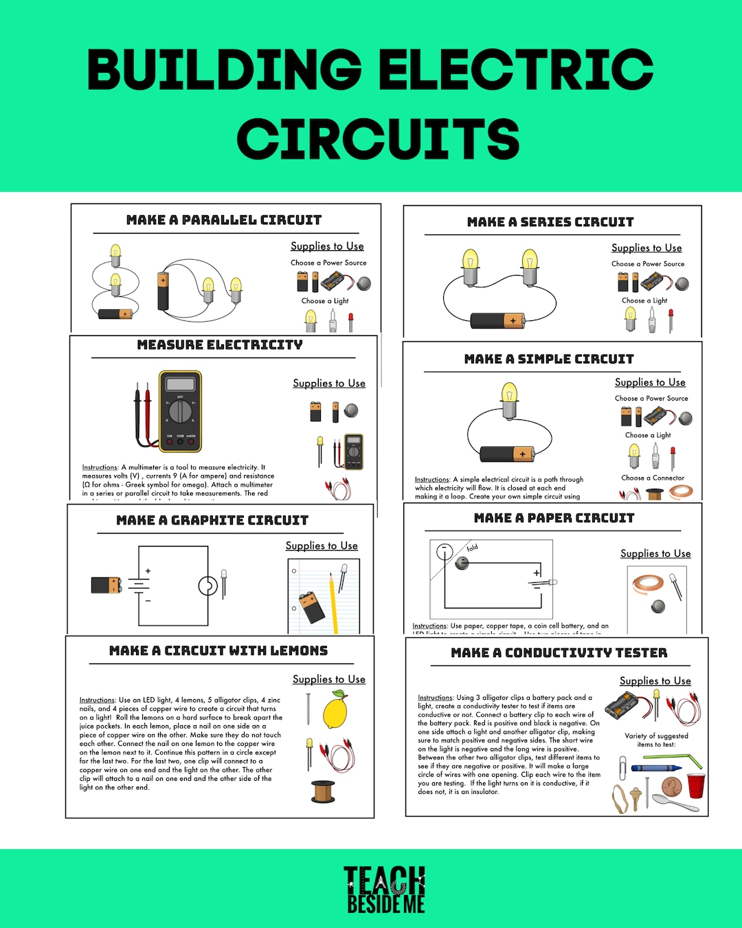 Building Electric Circuits STEM Challenge Cards - Etsy