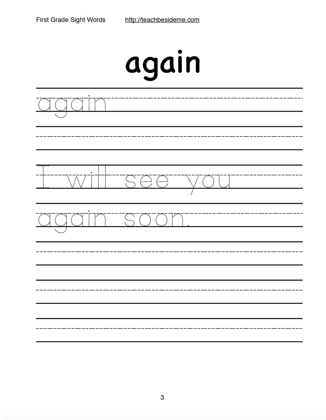 First Grade Sight Word Handwriting Pages - Etsy