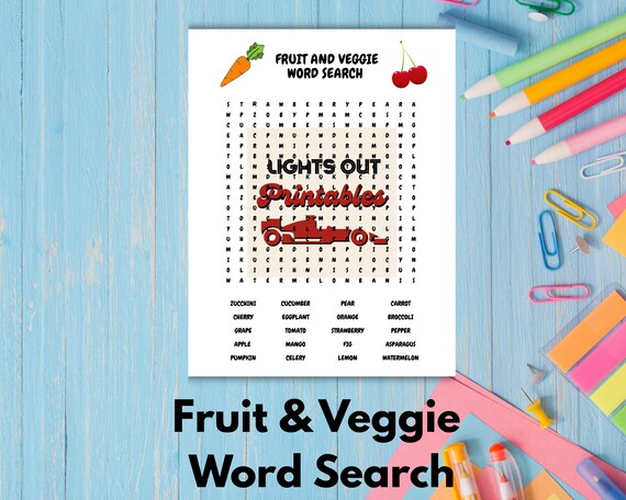 Fruits And Vegetables Word Search Printable