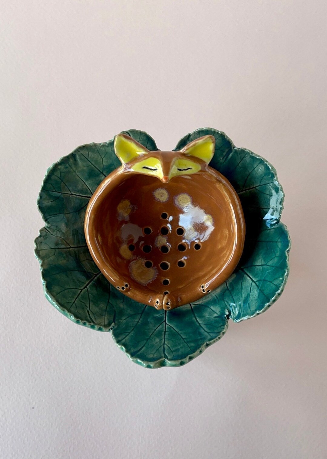 Meditating Fox Ceramic Incense Resin Holder - Etsy