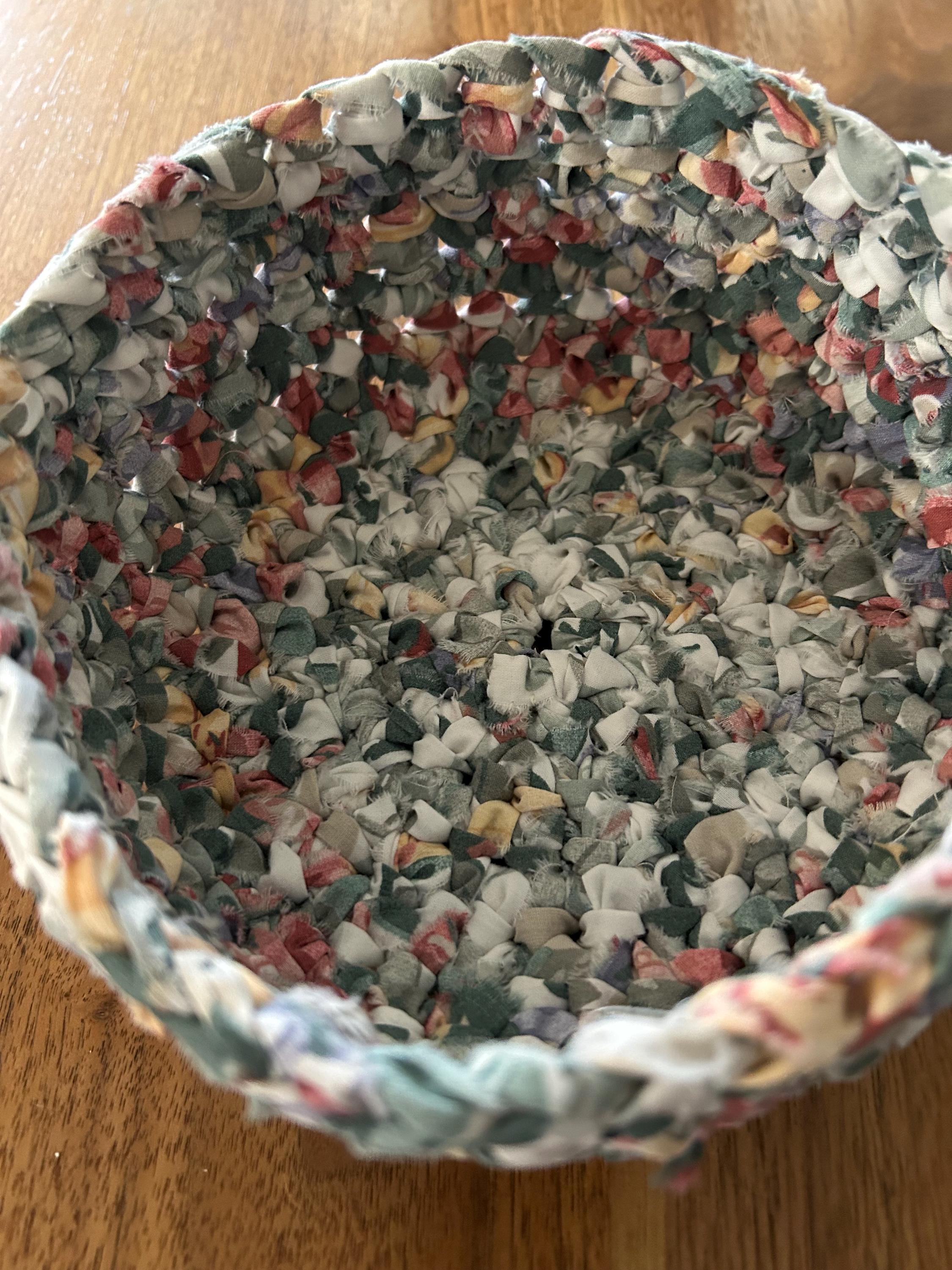 Crochet Rag Rug Bowl 7 Inches Pastels - Etsy