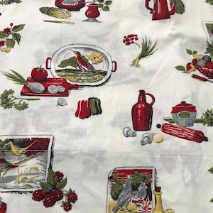 Vintage 50’s Kitchen Curtain Fabric Panels - Etsy