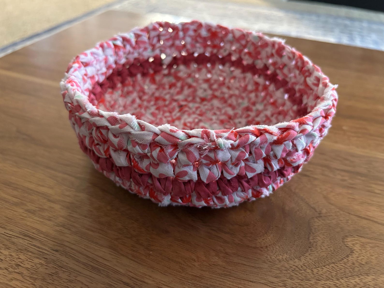 Crochet Rag Rug Bowl 7 Inches Pink - Etsy