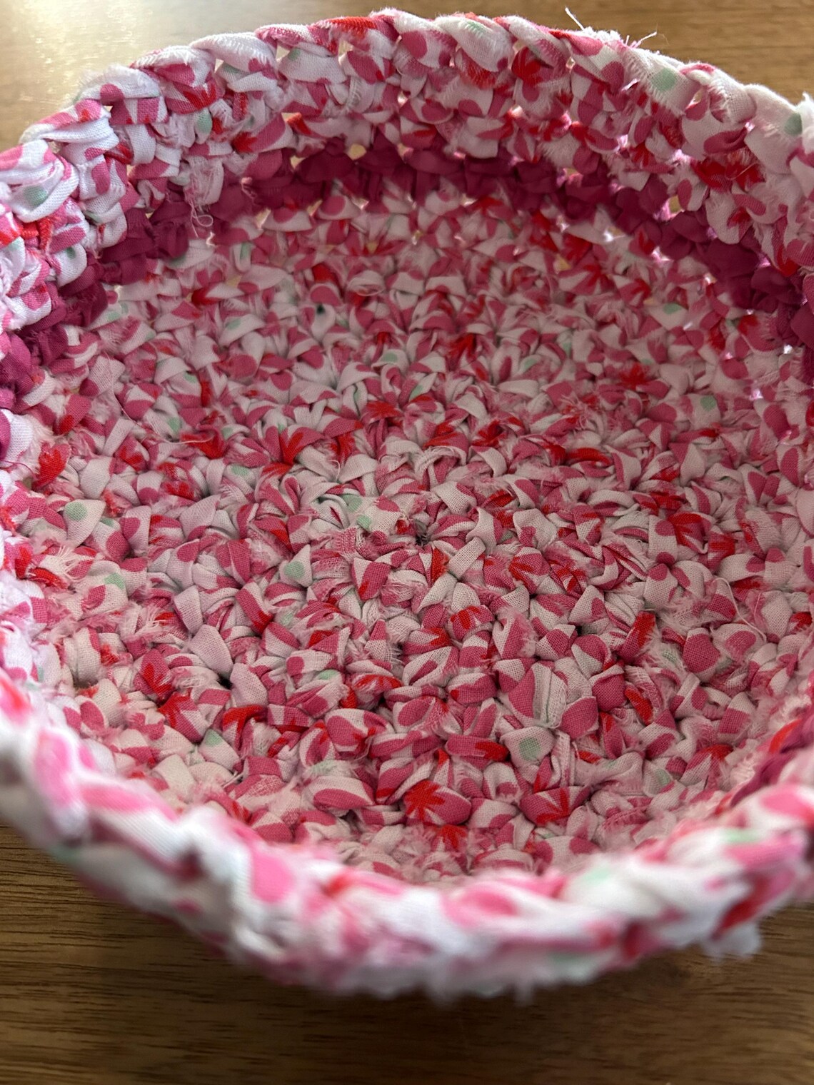 Crochet Rag Rug Bowl 7 Inches Pink - Etsy