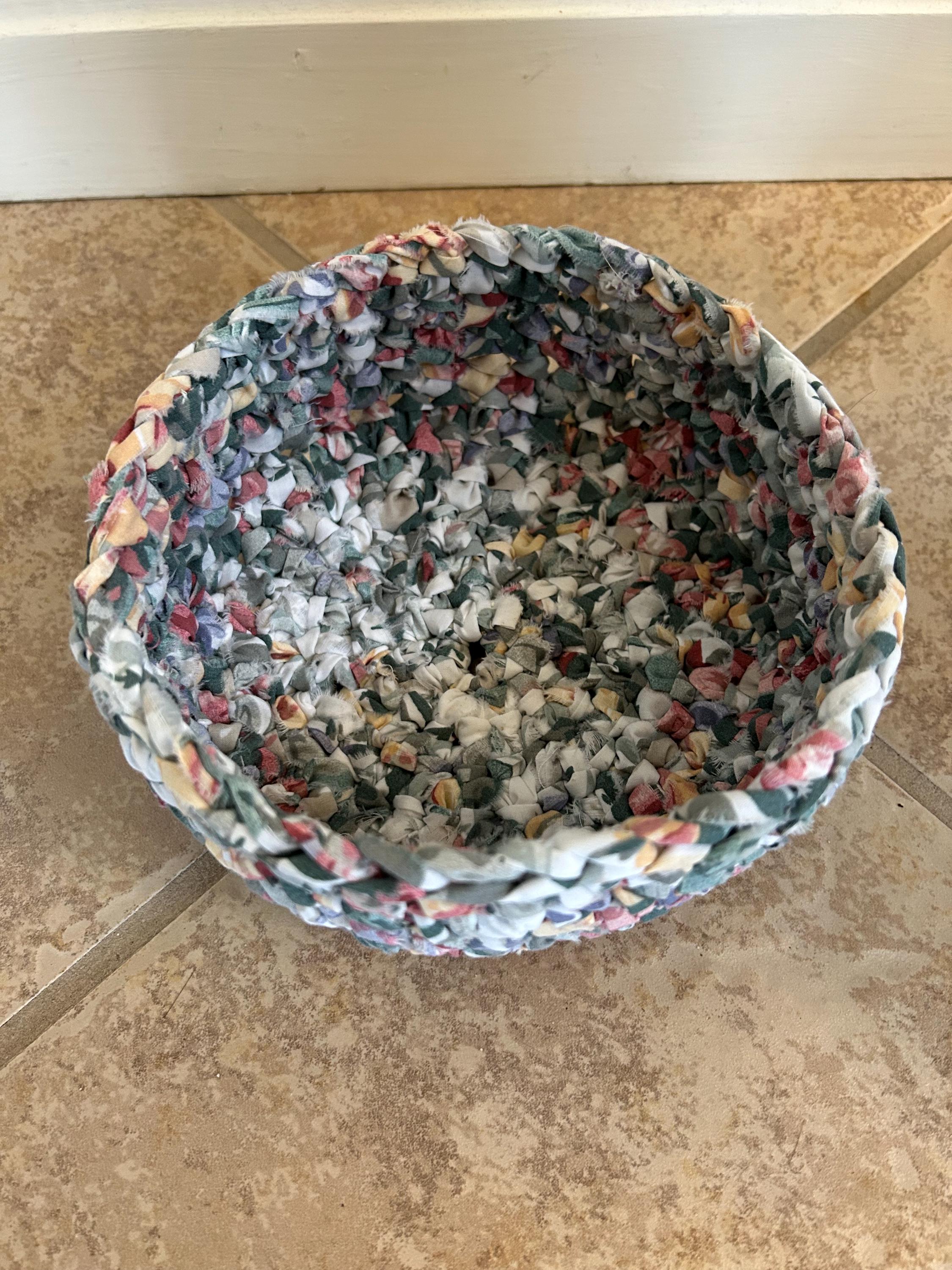 Crochet Rag Rug Bowl 7 Inches Pastels - Etsy