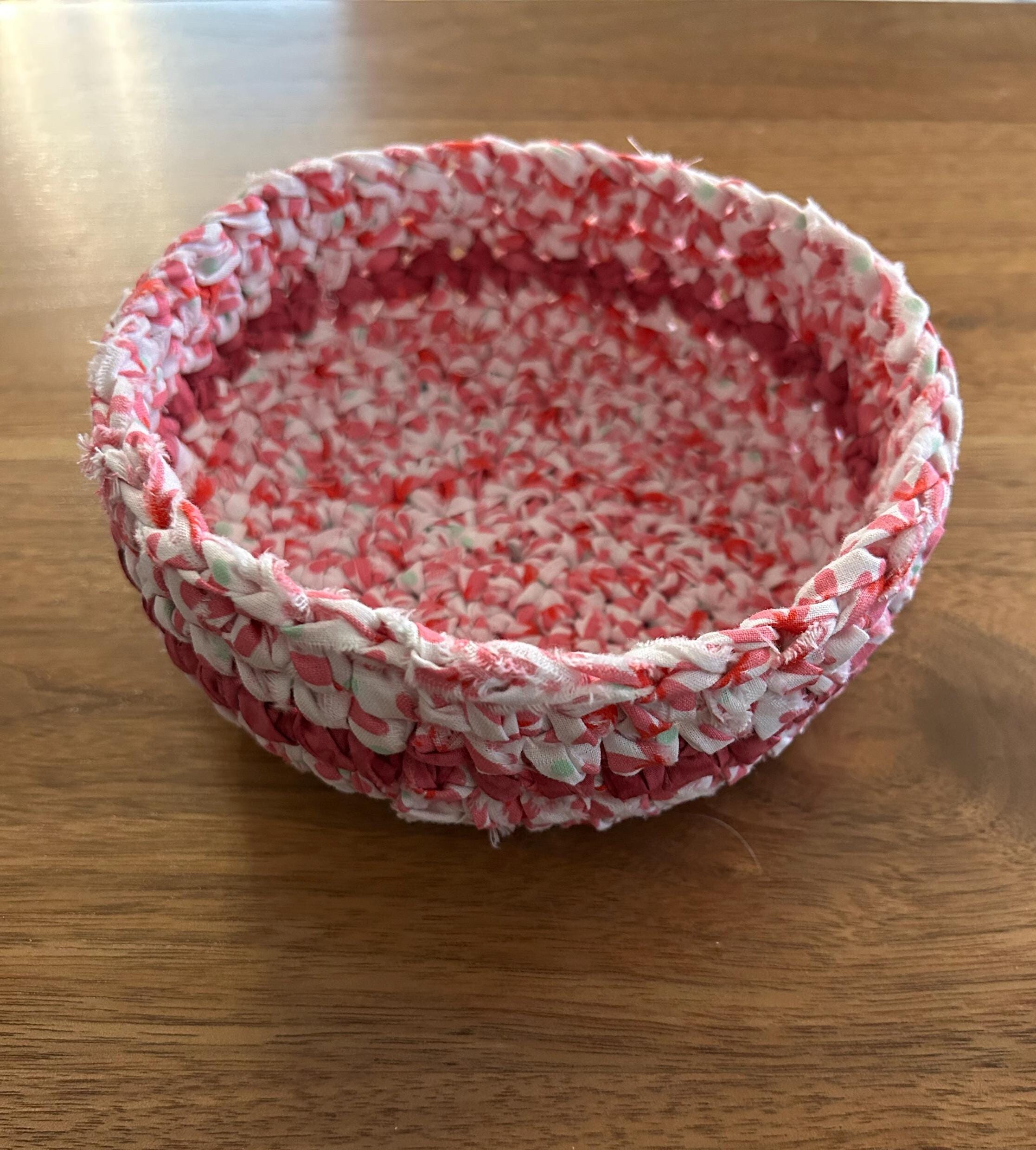 Crochet Rag Rug Bowl 7 Inches Pink - Etsy