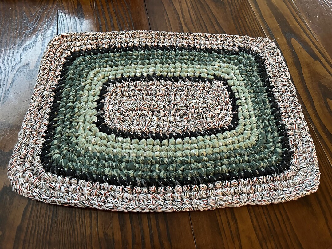 Crocheted Rectangle Hot Pad Candle Rug Green - Etsy
