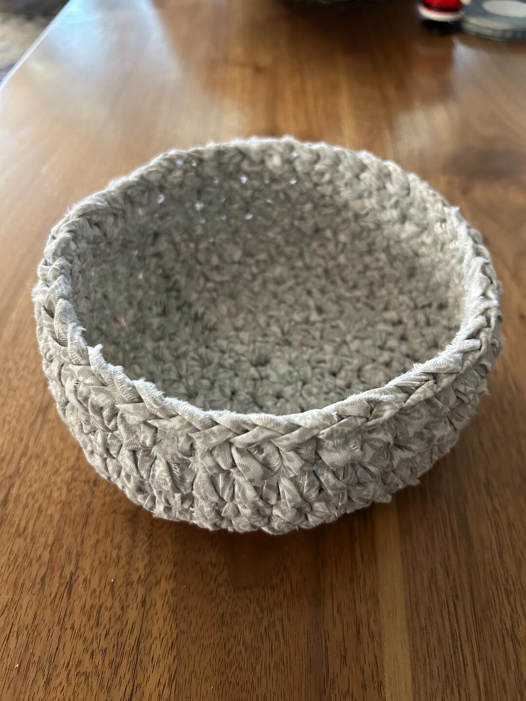 Crochet Rag Rug Bowl 7 Inches Grey - Etsy