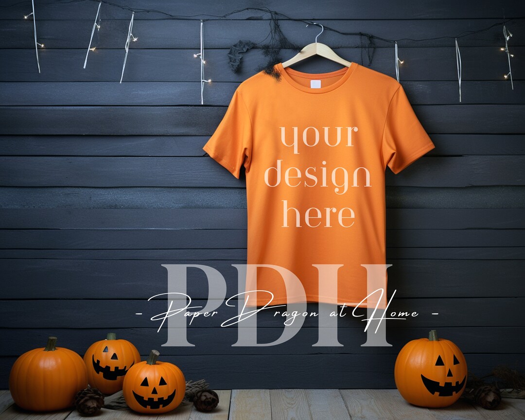 Fall Mockup Halloween Mockup Orange Tshirt Mockup Orange Mockup 3001 ...