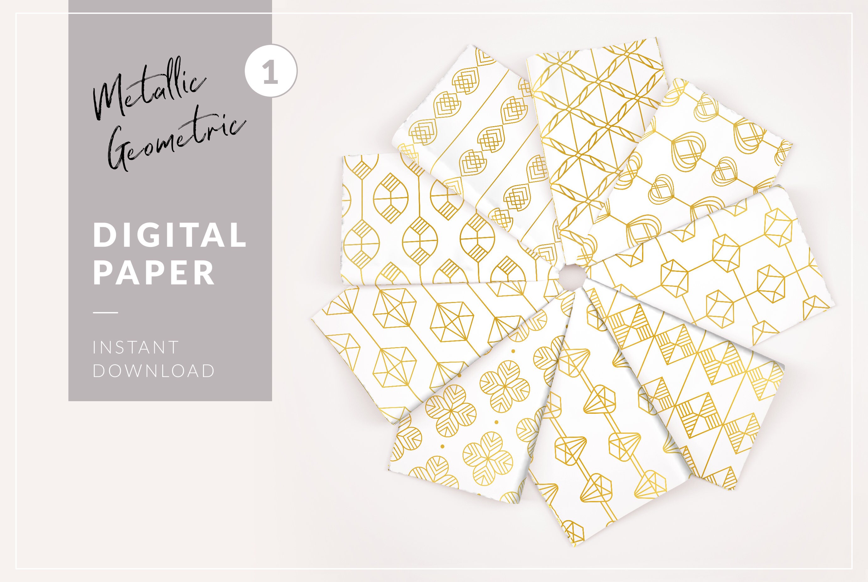 Geometric Golden Metallic Digital Paper 01 Printable - Etsy