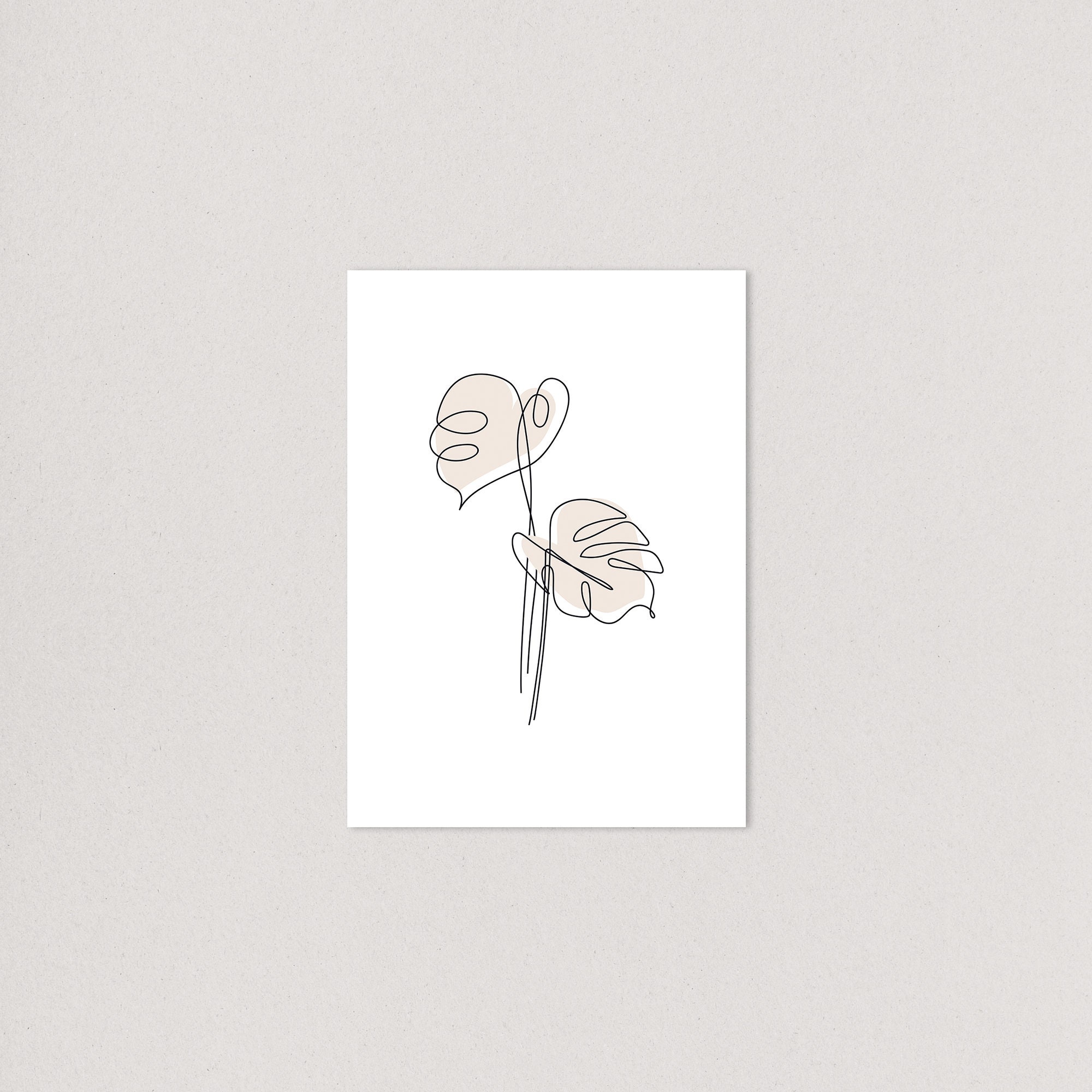 Printable Wall Art One Line Monstera Print Fine Single Leaf | Etsy