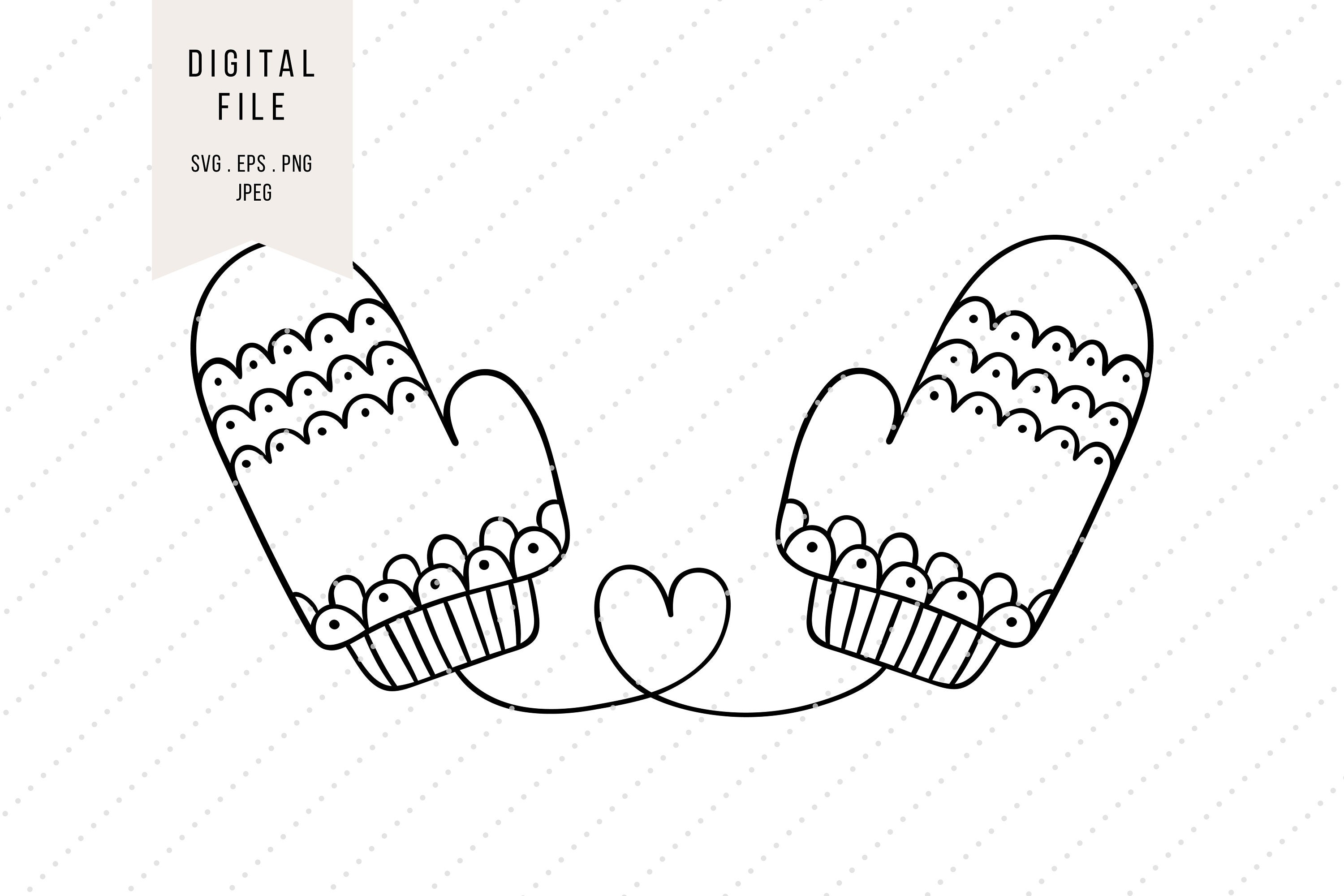 Mittens Clip Art Black And White