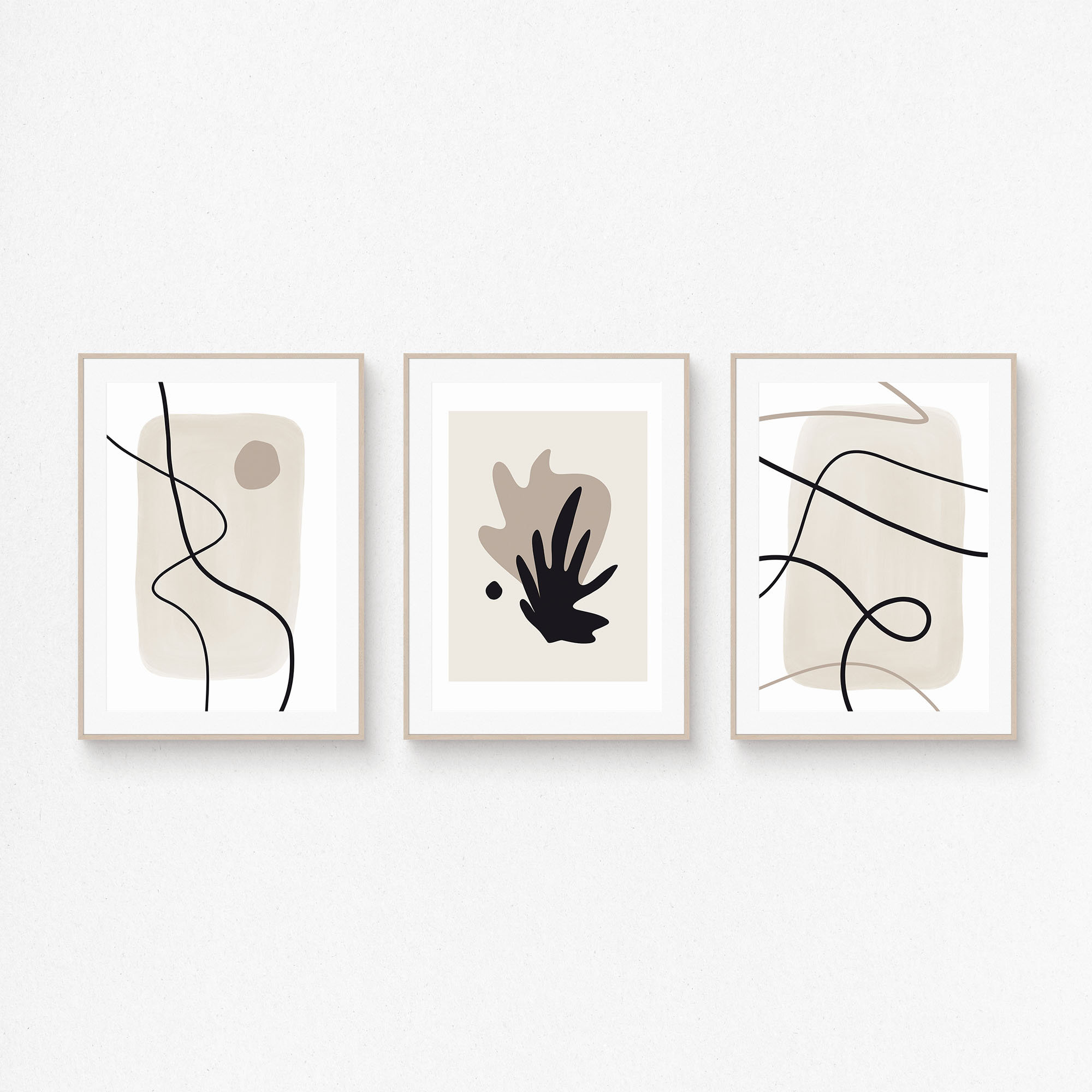 Set of 3 Prints Abstract Lines & Watercolor Shapes Printable - Etsy