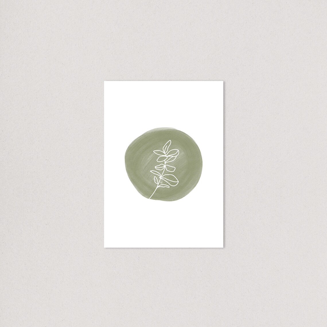 Printable Line Eucalyptus Wall Art Print on Green Circle Fine | Etsy