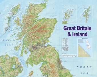 Map of Great Britain UK Large Poster Art Print Gift A0 A1 A2 - Etsy