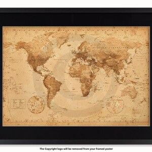 Antique Vintage Style Modern World Map Poster - Etsy