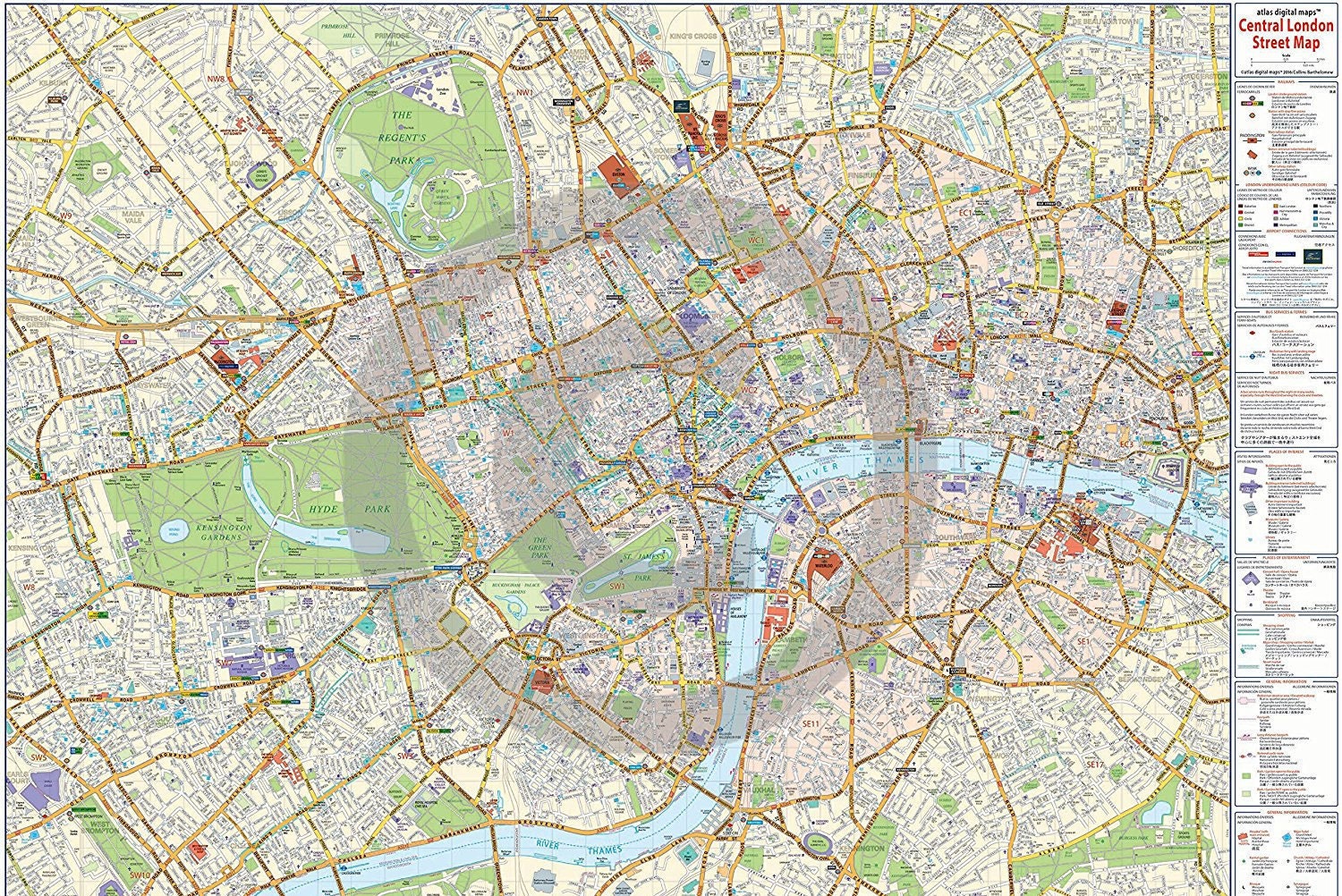 London Central Map Poster - Etsy UK