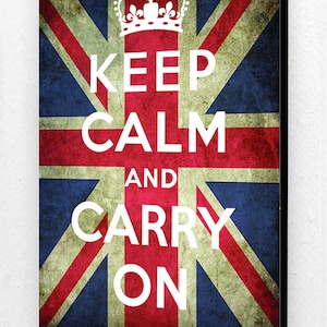 Keep Calm and Carry on - Union Jack Flag - Vintage Poster - Etsy