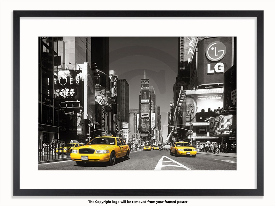 New York Times Square Yellow Taxis H Poster - Etsy