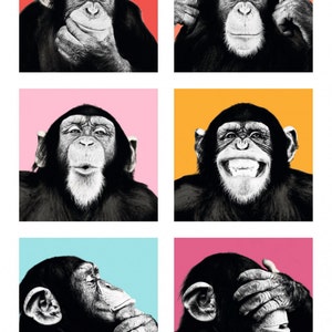 Chimps 6 Pics Vertical Pop Art Poster - Etsy