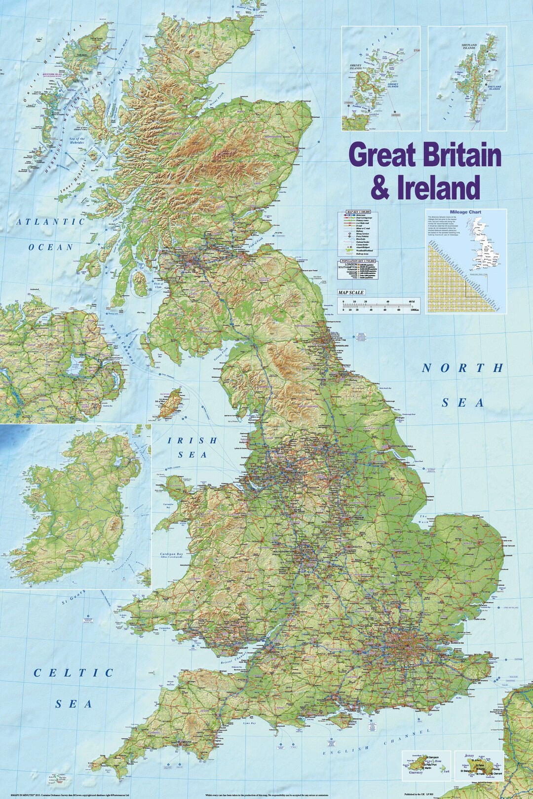 New 2015 Edition - United Kingdom GB Road Map Poster - Etsy UK
