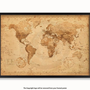 Antique Vintage Style Modern World Map Poster - Etsy