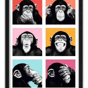 Chimps 6 Pics Vertical Pop Art Poster - Etsy