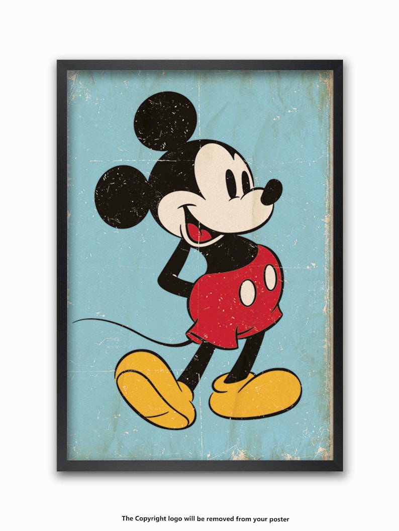 Mickey Mouse Retro Cartel con Licencia Oficial - Etsy España