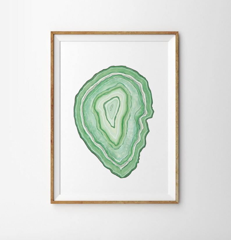 Watercolor Geode Poster - Green Watercolor Print, Watercolor Wall Art ...