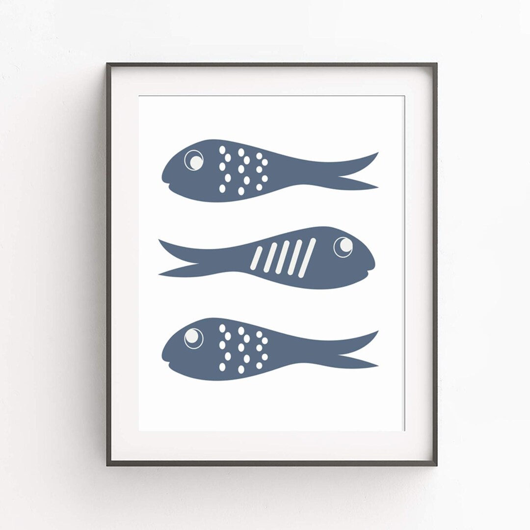 Blue Kids Room Decor - Navy Blue Fish - Room Decor - Nautical Theme ...