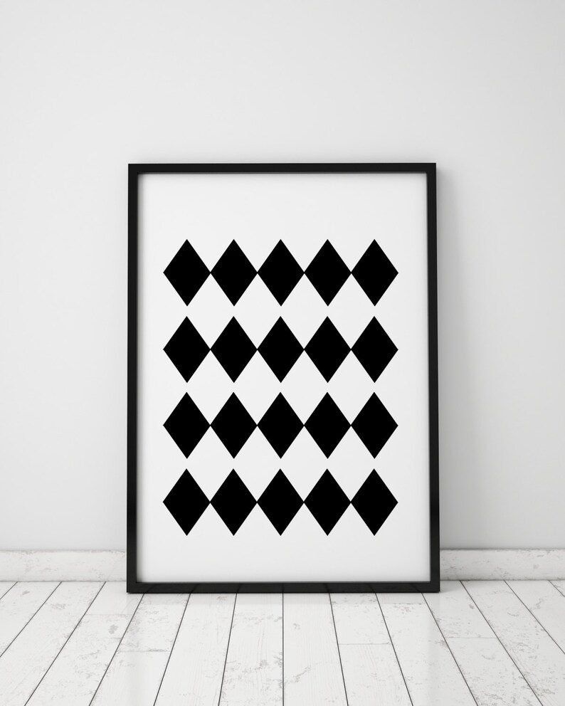 Geometric Diamonds Art, Minimal Wall Poster - Etsy