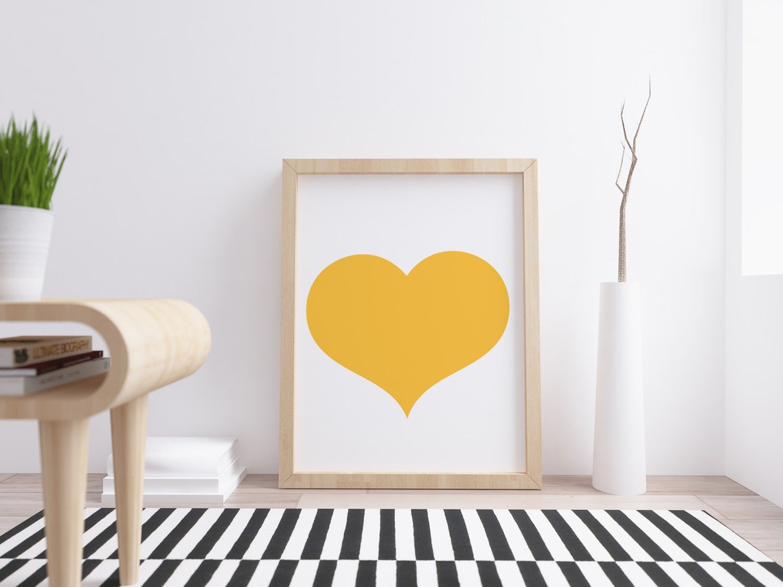 Yellow Heart Print Heart Printable Yellow Kids Decor Yellow - Etsy