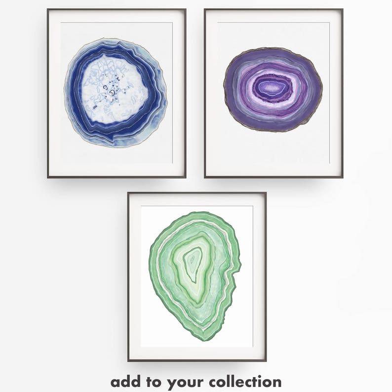 Watercolor Geode Poster - Green Watercolor Print, Watercolor Wall Art ...