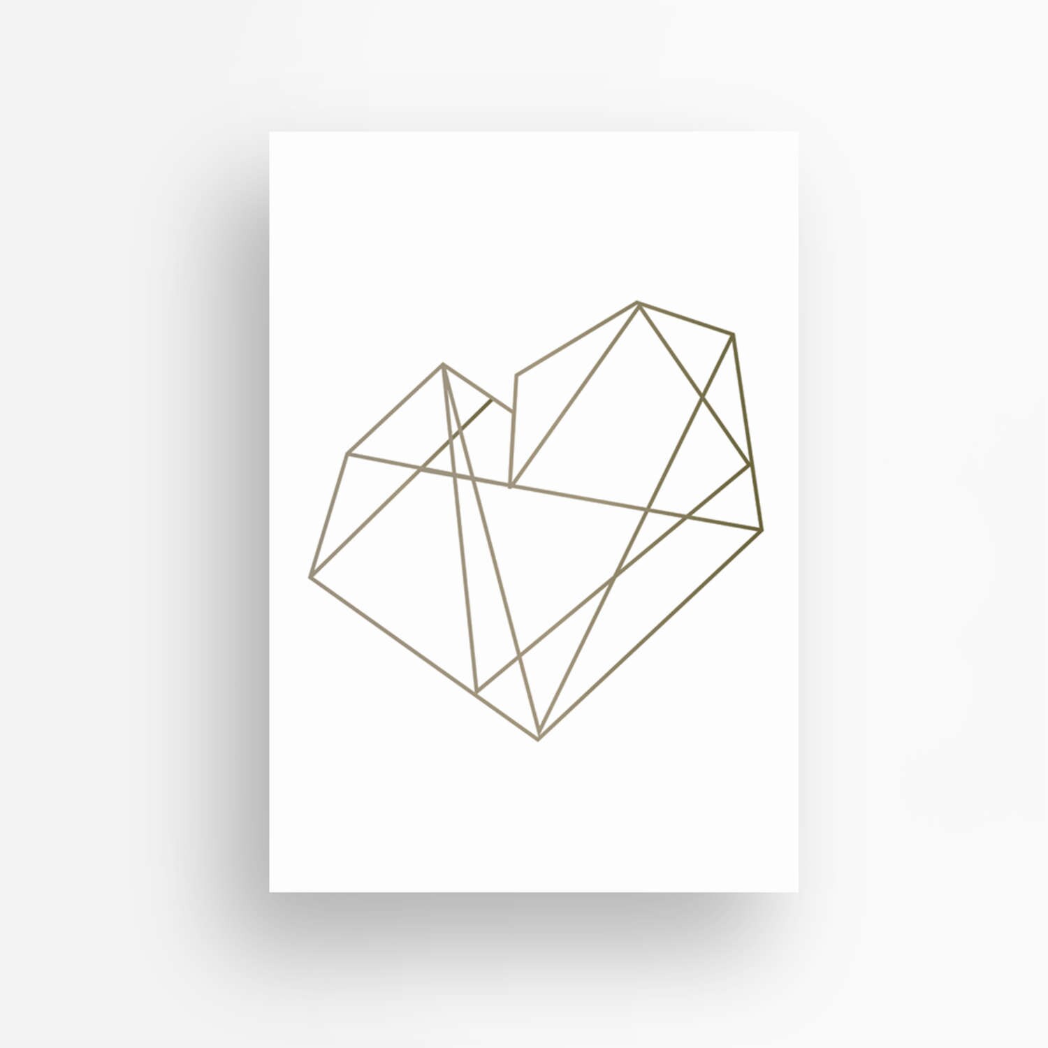 Modern Heart Print, Gold Heart Art, Geometric Art Print, Modern ...