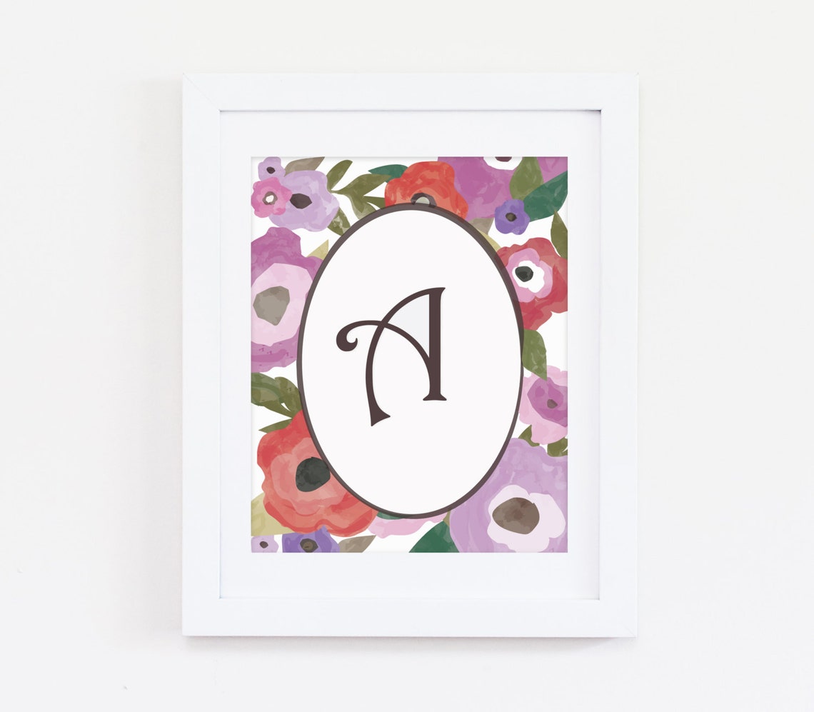 Custom Floral Monogram, Flower Monogram Art, Monogram Printable ...