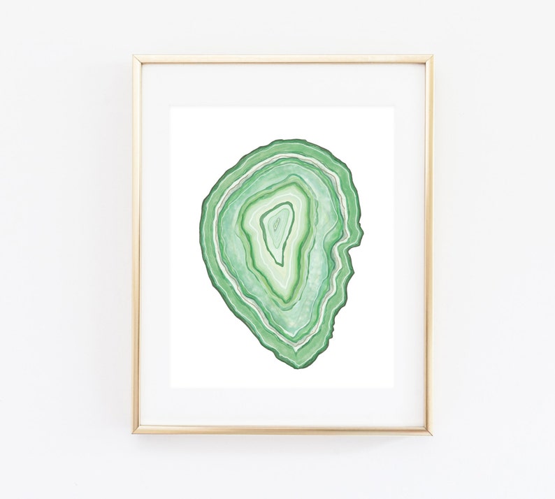 Watercolor Geode Poster - Green Watercolor Print, Watercolor Wall Art ...