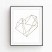 Modern Heart Print, Gold Heart Art, Geometric Art Print, Modern ...