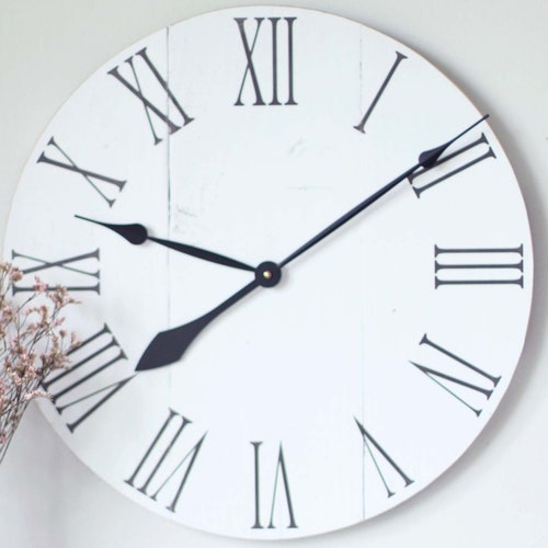 Large Wall Clock Chippy White Finish Farmhouse Home Decor - Etsy